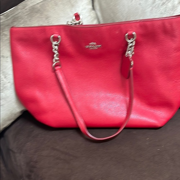 Coach | Bags | Coach Red Leather Tote Bag | Poshmark